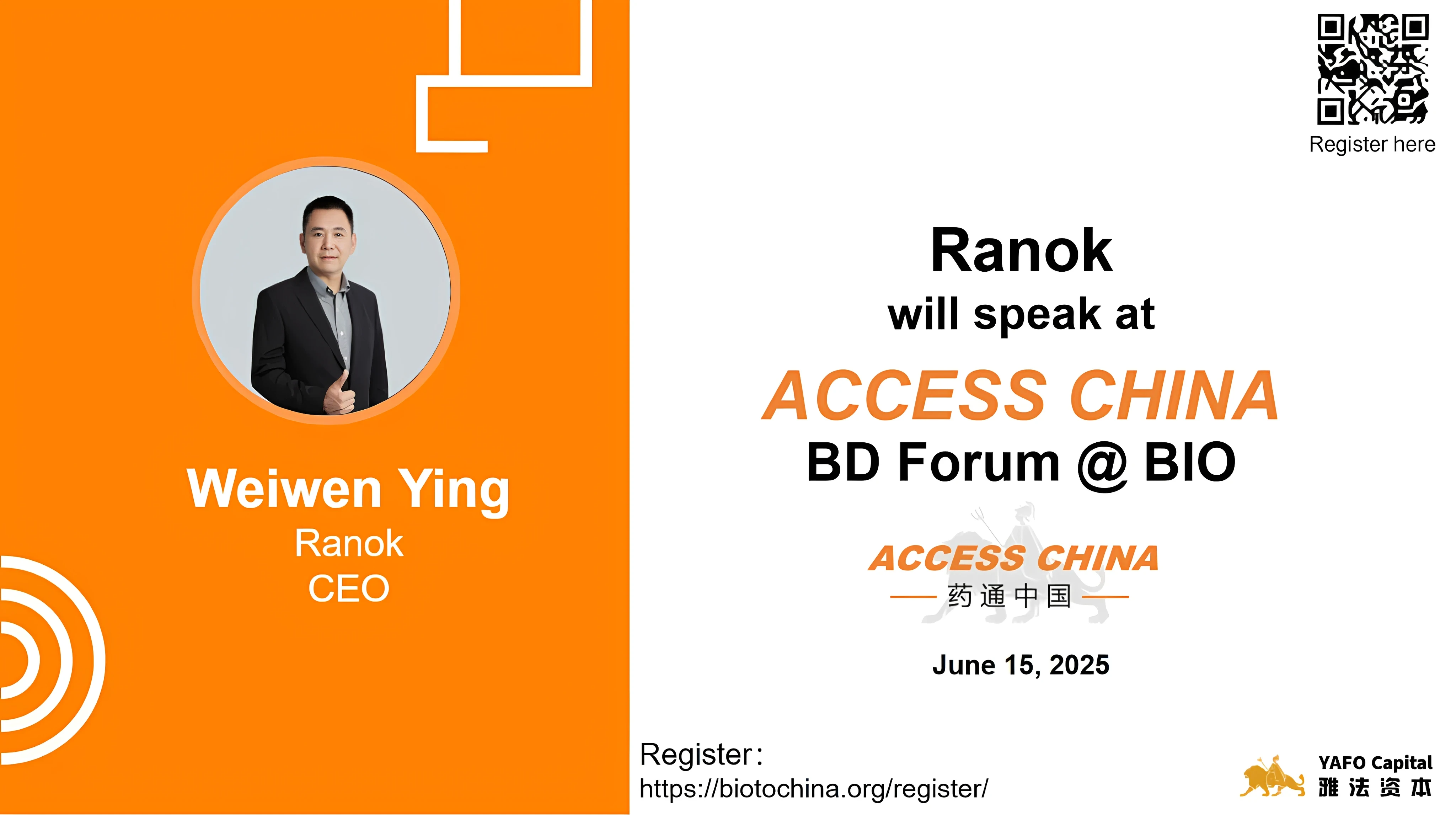 Ranok to Speak at ACCESS CHINA BD Forum @ BIO – BioToChina.org